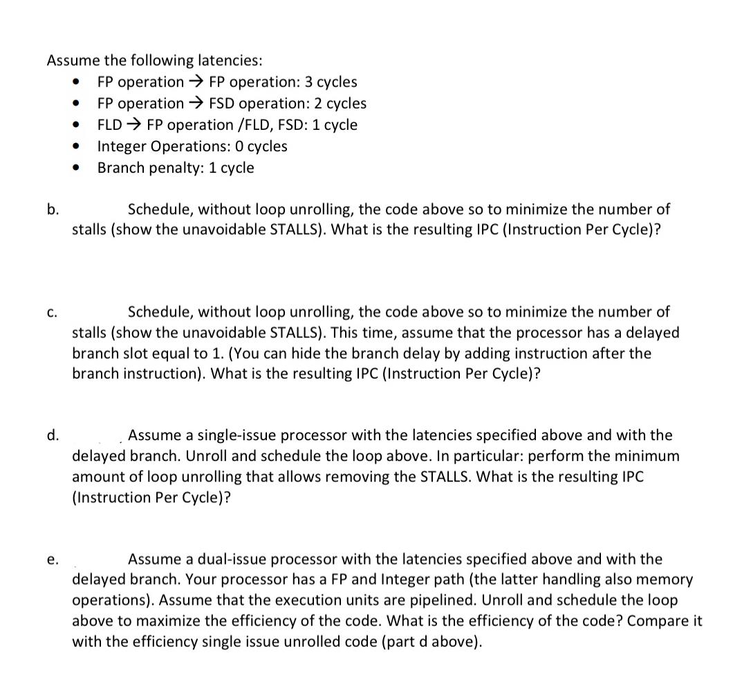 Solved [Loop Unrolling and Scheduling] Consider the | Chegg.com