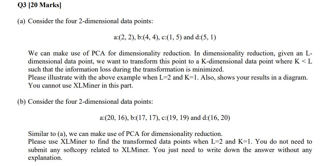 (a) Consider the four 2-dimensional data points: | Chegg.com