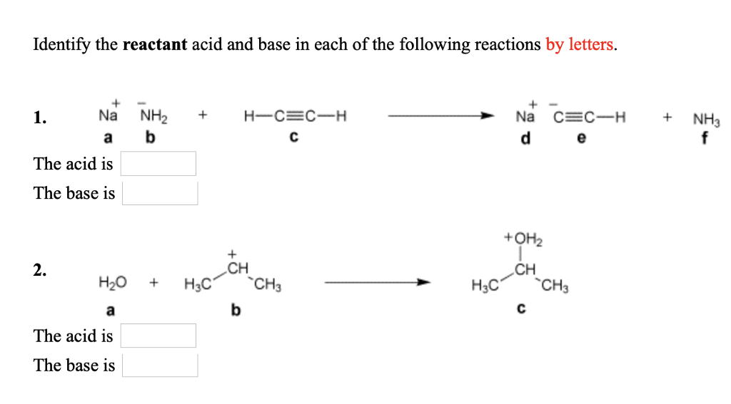 Solved Identify the reactant acid and base in each of the | Chegg.com