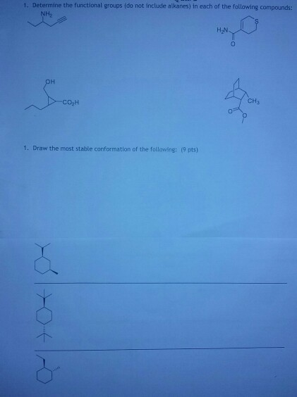 Solved 1. Determine the functional groups (do not include | Chegg.com