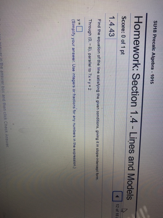 Solved SU18 Precalc Algebra 1015 Homework: Section 1.4 - | Chegg.com