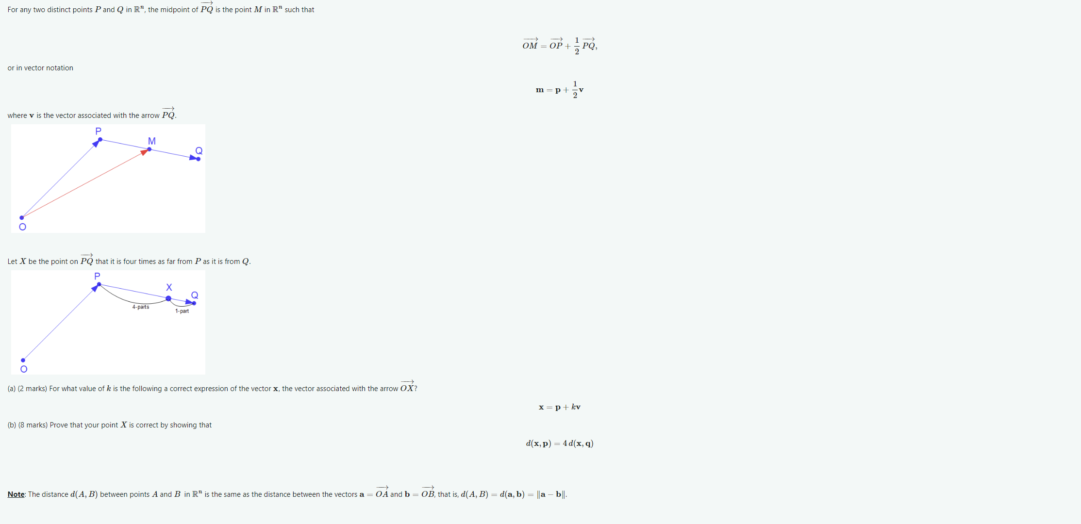 Solved For any two distinct points P ﻿and Q ﻿in Rn, ﻿the | Chegg.com