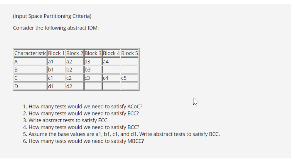 Solved Software testing BCC- base choice coverage (Question | Chegg.com