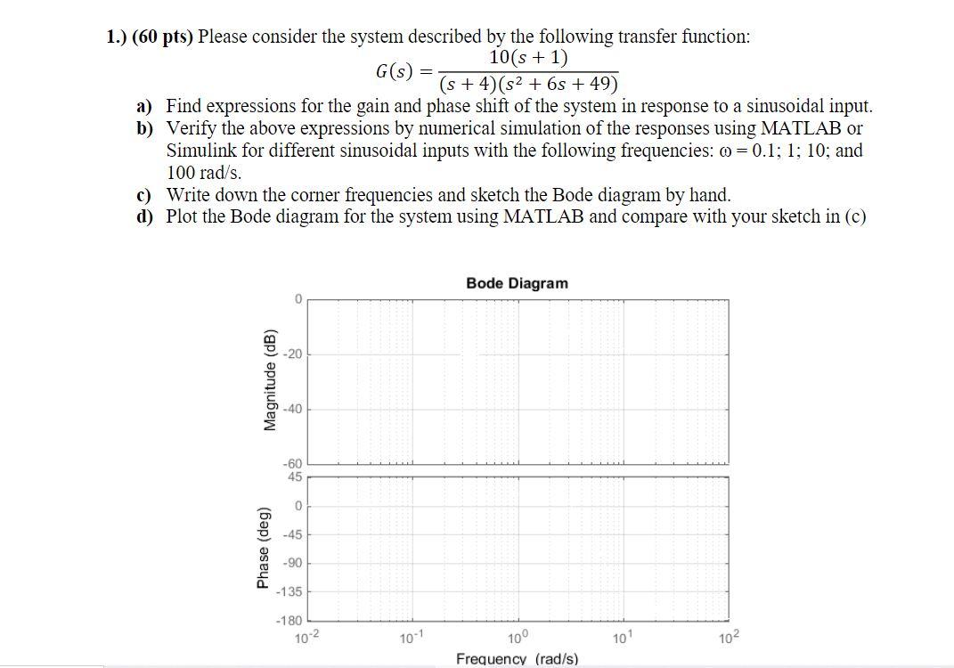 Solved = 1.) (60 pts) Please consider the system described | Chegg.com