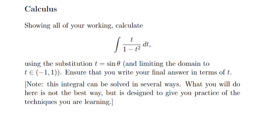 Solved Calculus Showing all of your working, calculate | Chegg.com