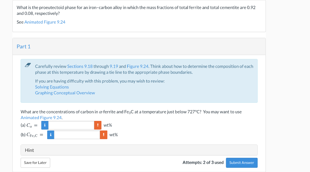 Solved What is the proeutectoid phase for an iron-carbon | Chegg.com