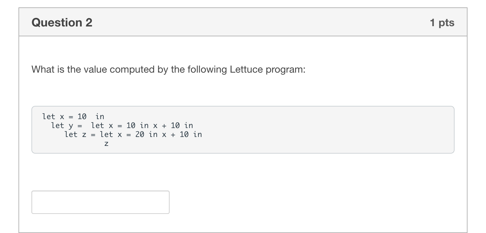 Solved Question 3 1 pts What is the value computed by the | Chegg.com