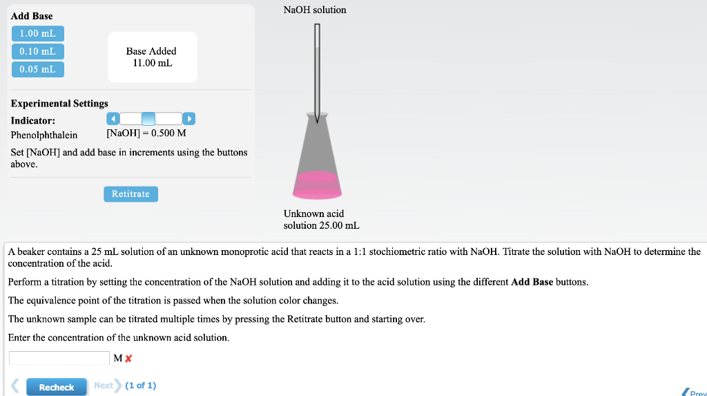 Solved NaOH solution Add Base 1.00 mL 0.10 mL 0.05 mL Base | Chegg.com