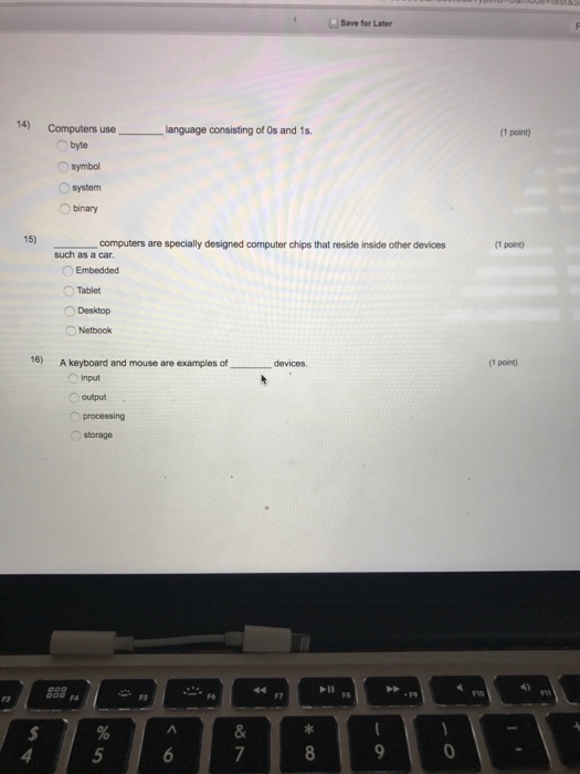 Solved Save for Later 1) Being computer literate includes | Chegg.com