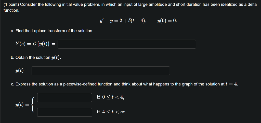 Solved (1 point) Consider the following initial value | Chegg.com