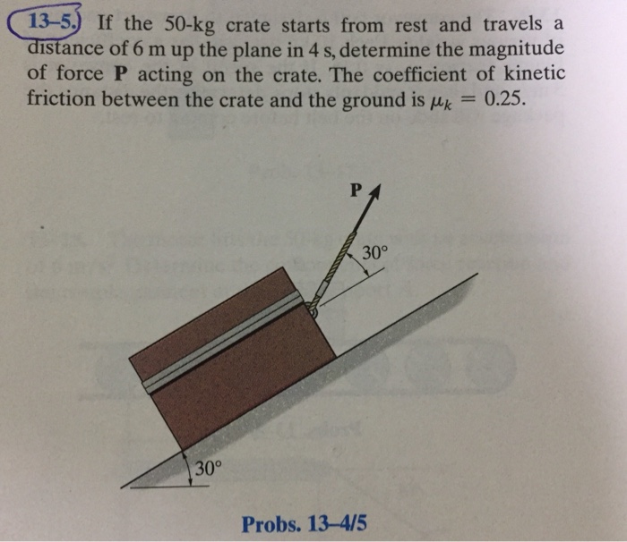 Solved 13-5, If the 50-kg crate starts from rest and travels | Chegg.com