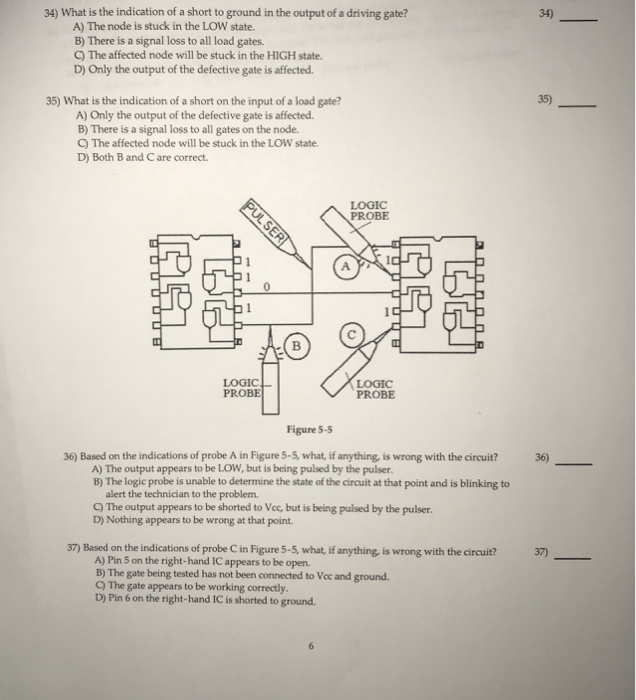 Solved 34) What is the indication of a short to ground in | Chegg.com