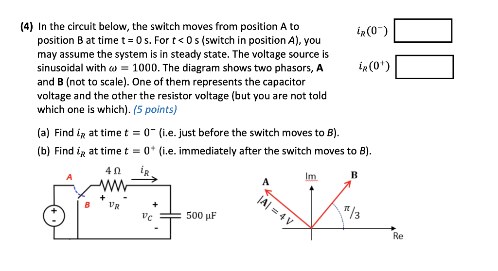 Solved 4) In the circuit below, the switch moves from | Chegg.com