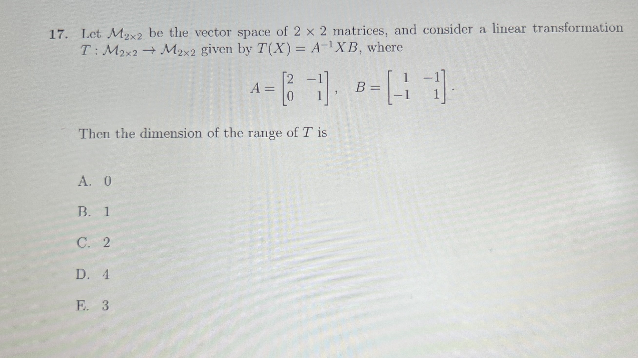 Solved Let M2×2 ﻿be the vector space of 2×2 ﻿matrices, and | Chegg.com