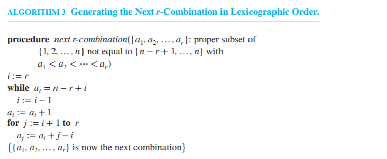 Solved Algorithm 3 Generating The Next R Combination In