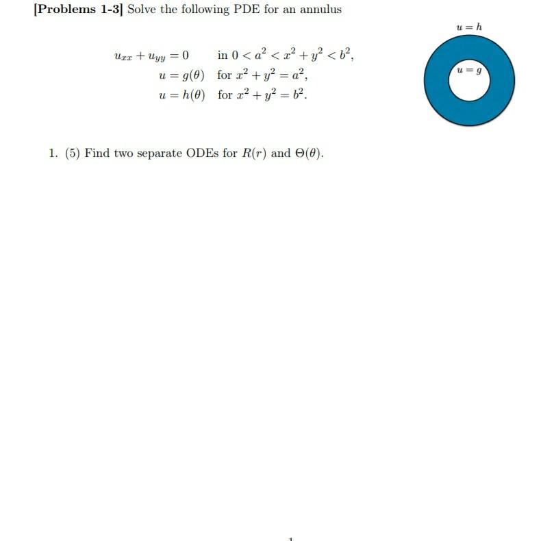 Solved [Problems 1-3] Solve the following PDE for an annulus | Chegg.com