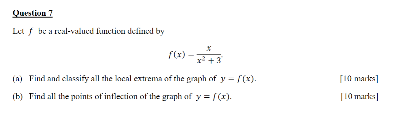 Solved Question 7 Let f be a real-valued function defined by | Chegg.com