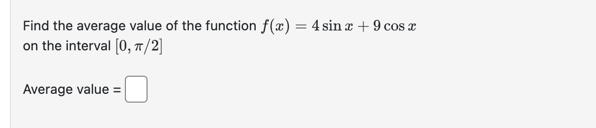 Solved Find the average value of the function | Chegg.com