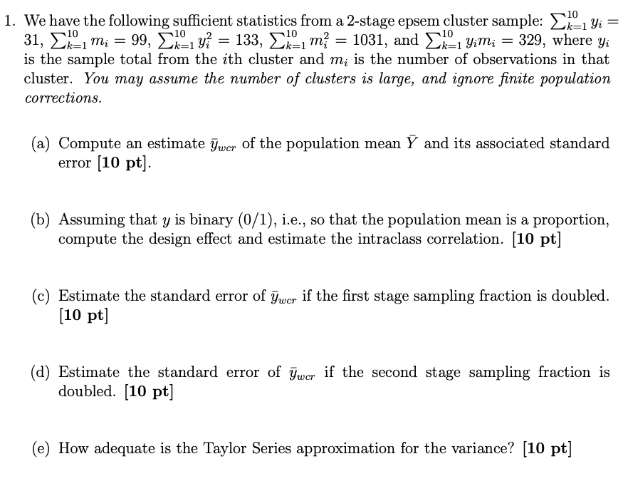 Solved We have the following sufficient statistics from a | Chegg.com