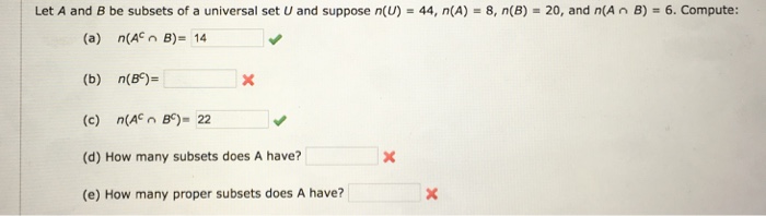 Solved | Let A and B be subsets of a universal set U and | Chegg.com