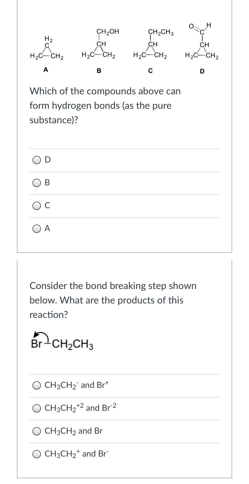Solved º H2 CH2OH CH 앤 H2C-CH2 HOCOCHE CH2CH3 CH 앤 H2C-CH2 | Chegg.com