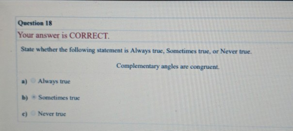 Solved Question 18 Your Answer Is Correct State Whether The