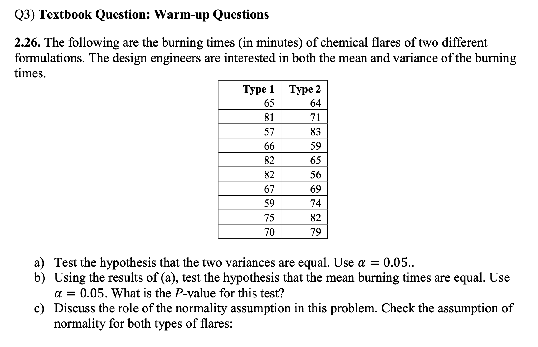 Solved Q3) ﻿Textbook Question: Warm-up Questions2.26. ﻿The | Chegg.com