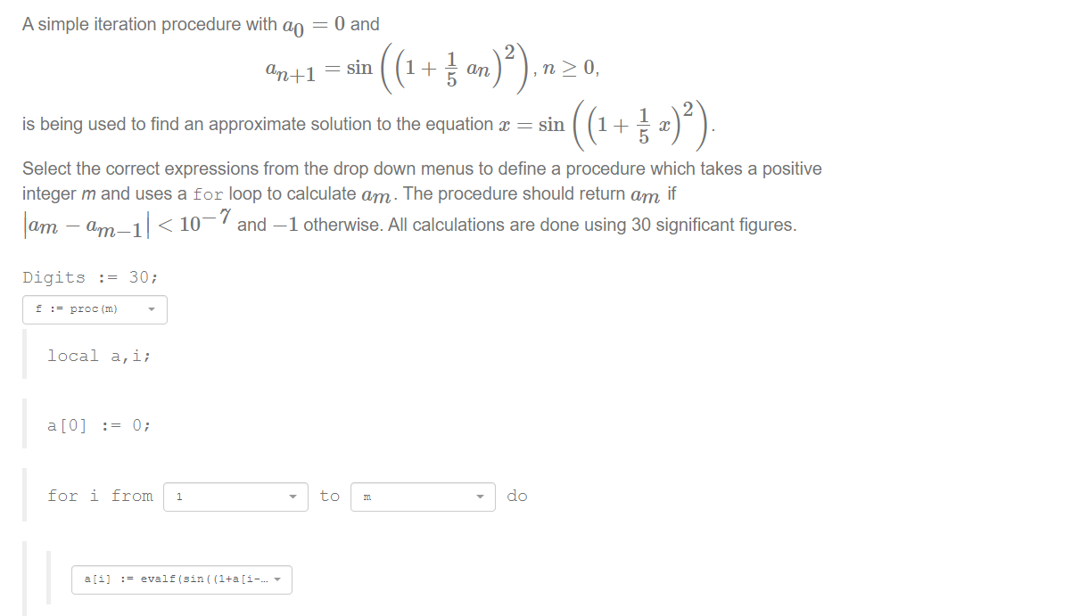 Solved A simple iteration procedure with a0=0a0=0 | Chegg.com