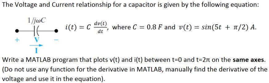 Solved The Voltage and Current relationship for a capacitor | Chegg.com