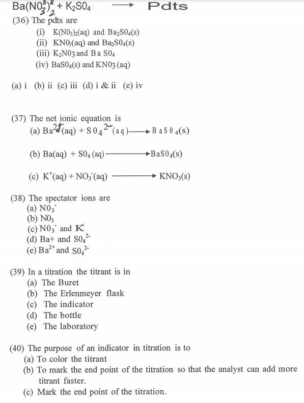 Solved Pdts Ba(NO) + K2SO4 (36) The pdts are (1) K(NO3)2(aq) | Chegg.com