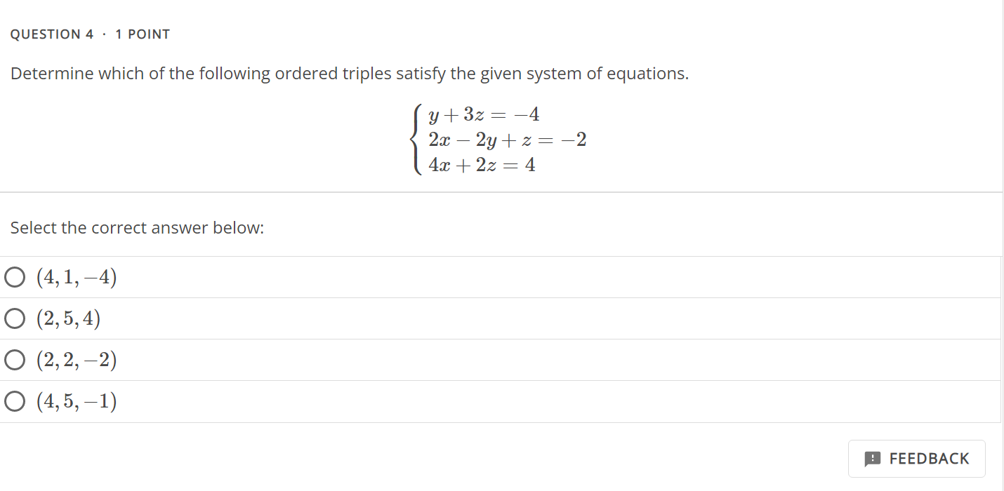 Solved Determine which of the following ordered triples | Chegg.com