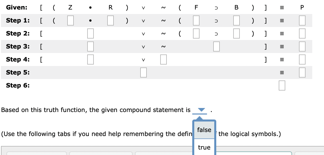 Solved truth values for the simple statement components that | Chegg.com