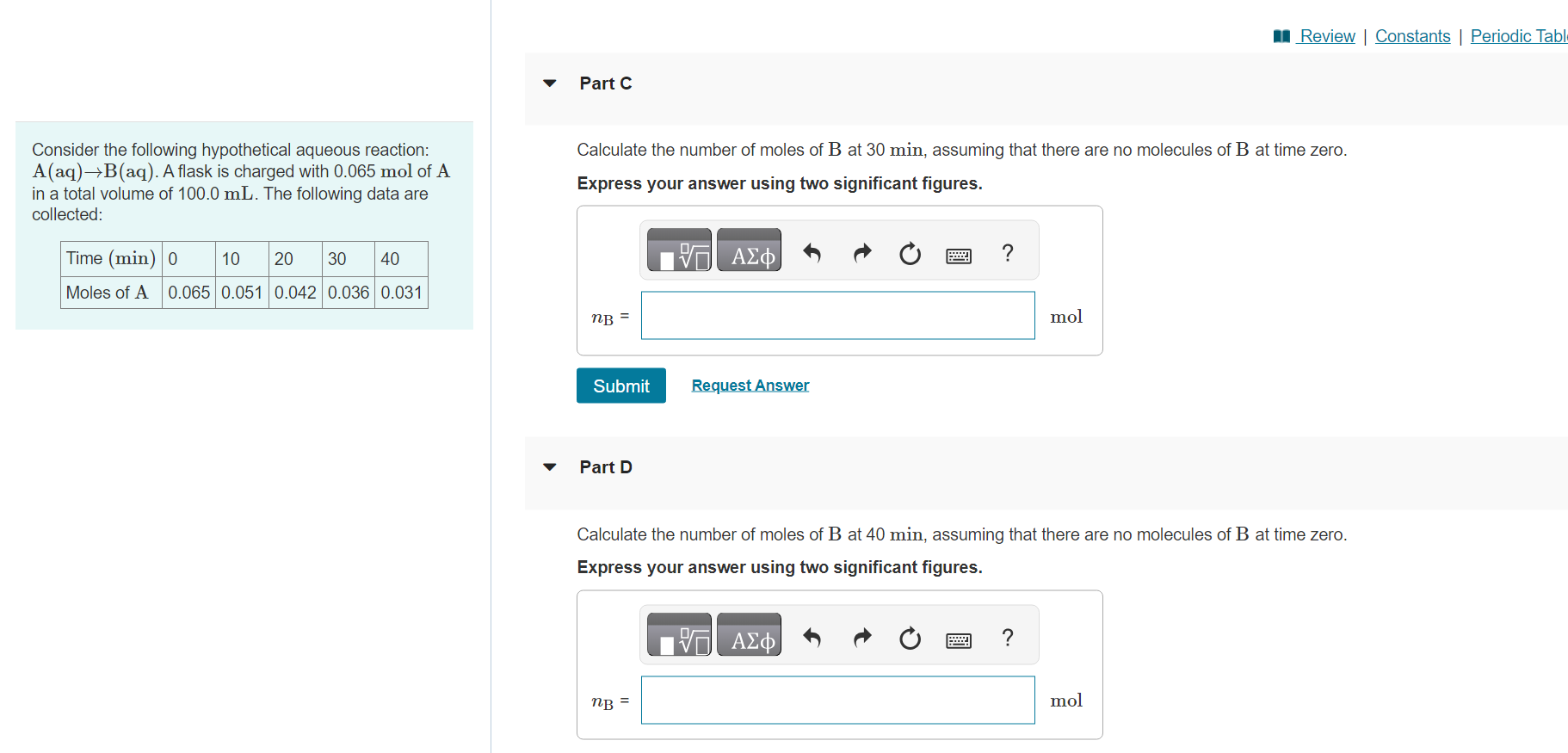 Solved Consider the following hypothetical aqueous reaction: | Chegg.com