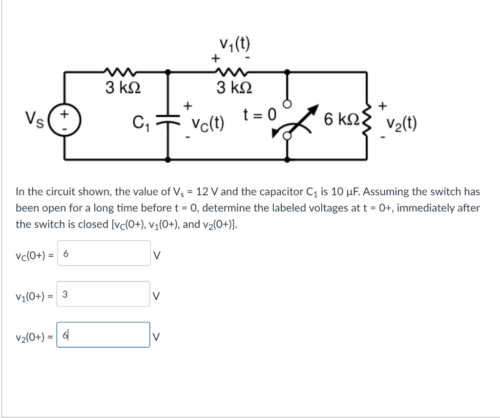 Solved In the circuit shown, the value of Vs=12 V and the | Chegg.com