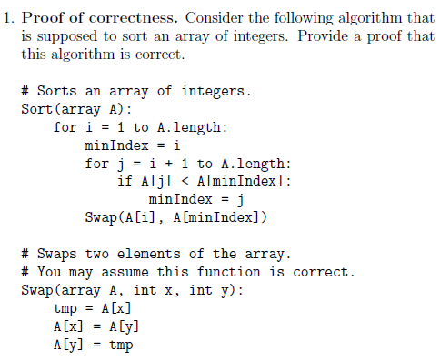 1. Proof of correctness. Consider the following | Chegg.com
