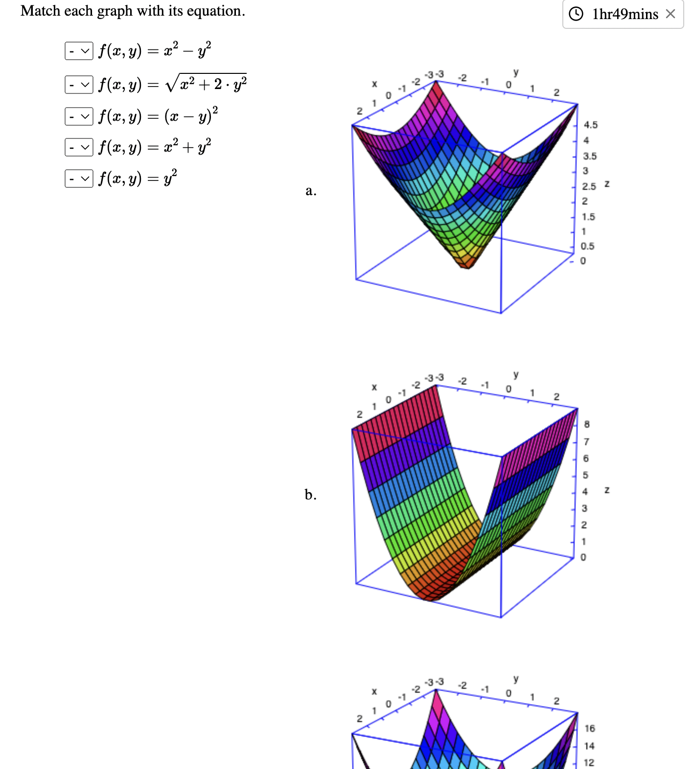 Solved Match each graph with its equation. | Chegg.com