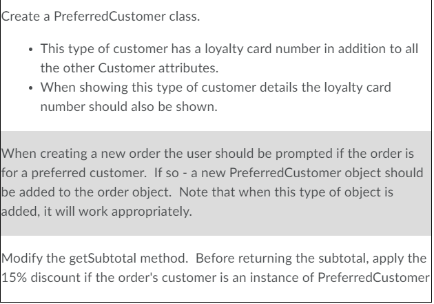 Solved Note: Please find below a Customer class and Order | Chegg.com