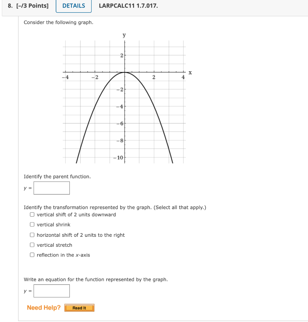 Solved 8. [-13 Points] DETAILS LARPCALC11 1.7.017. Consider | Chegg.com