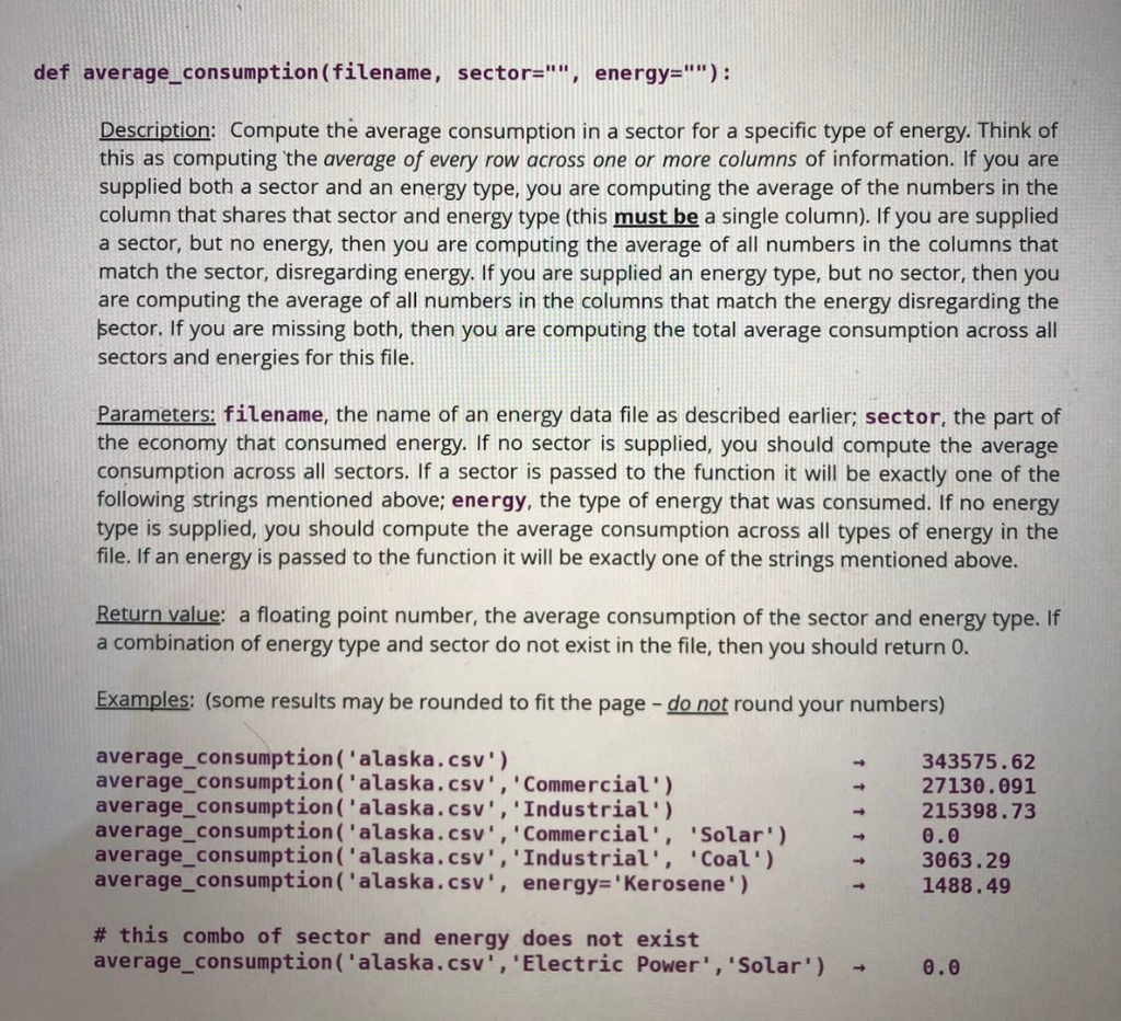 def average_consumption (filename, sector="", | Chegg.com