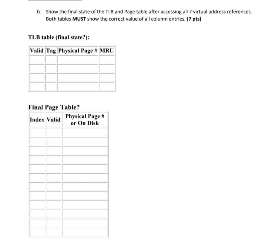 Solved The following list is a stream of virtual addresses | Chegg.com