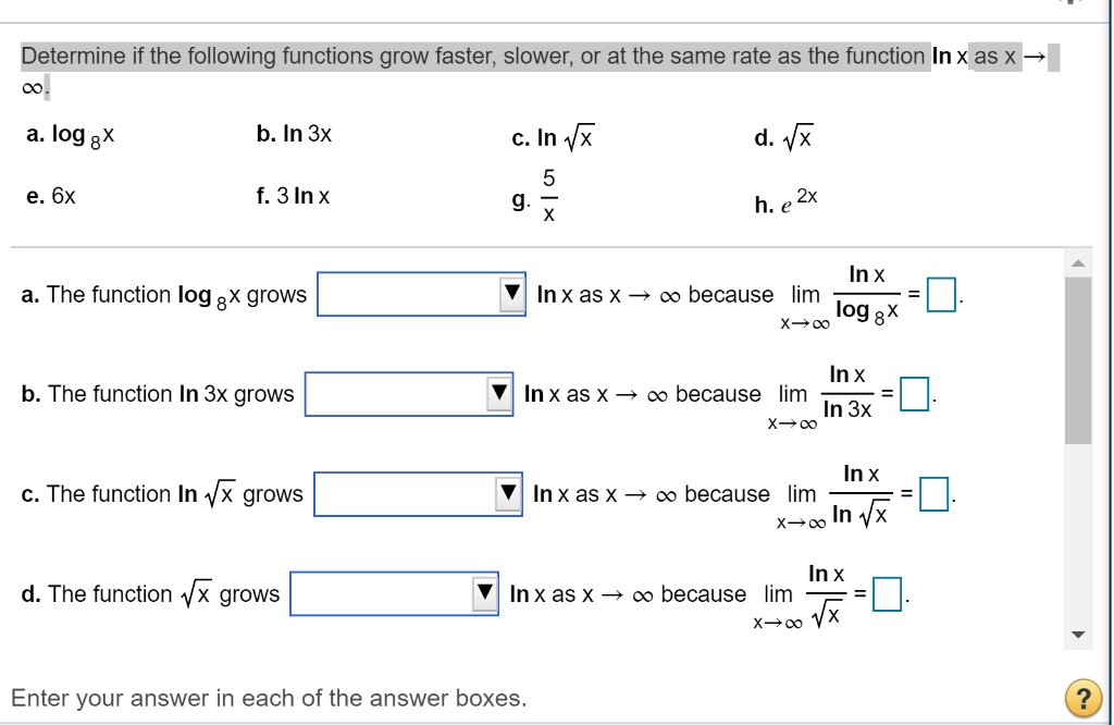 Solved Determine if the following functions grow faster, | Chegg.com