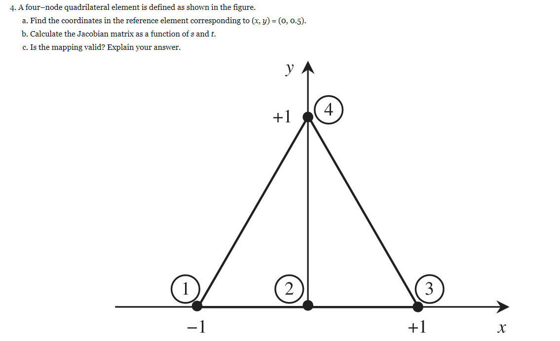 Solved 4. A four-node quadrilateral element is defined as | Chegg.com