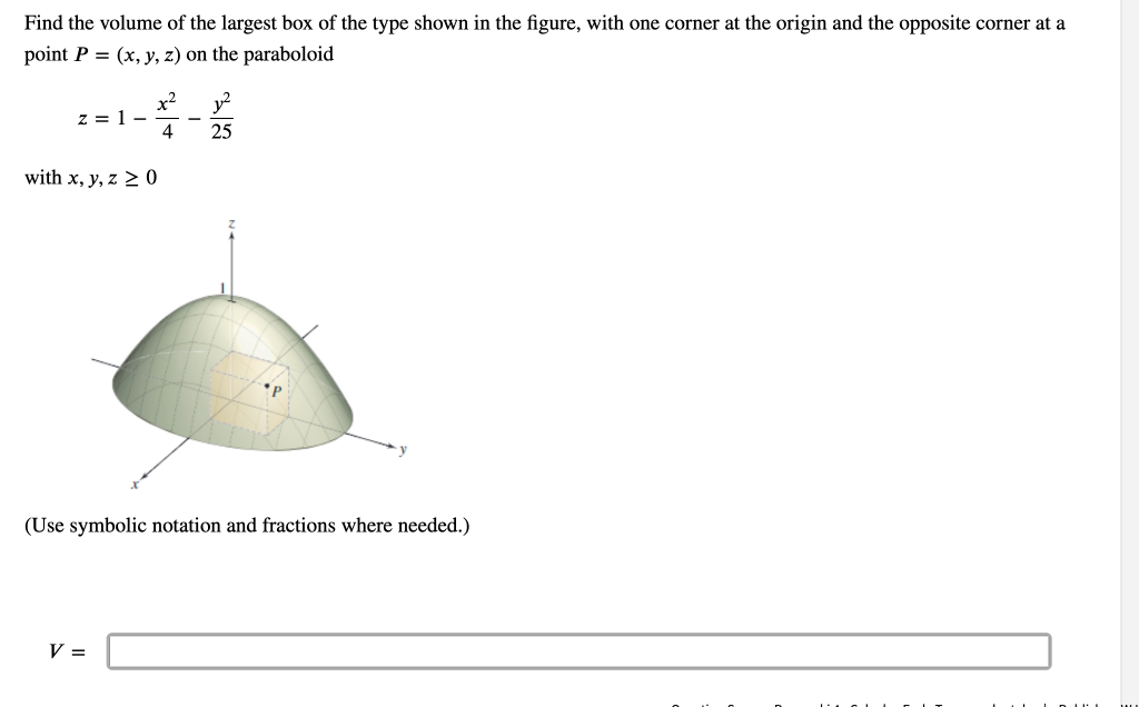 Solved Find the volume of the largest box of the type shown | Chegg.com