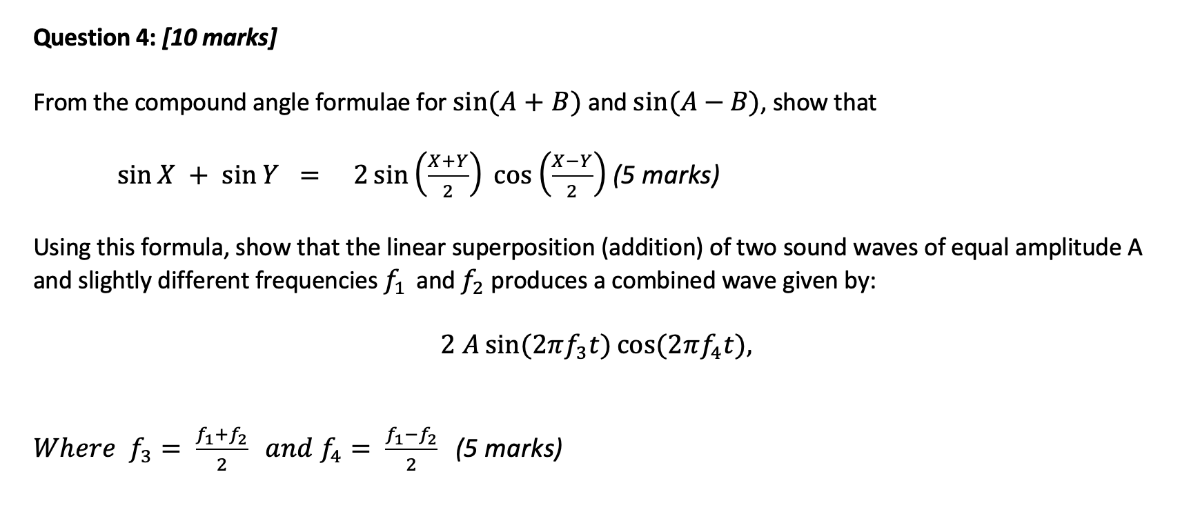 Solved Question 4: (10 marks] From the compound angle | Chegg.com
