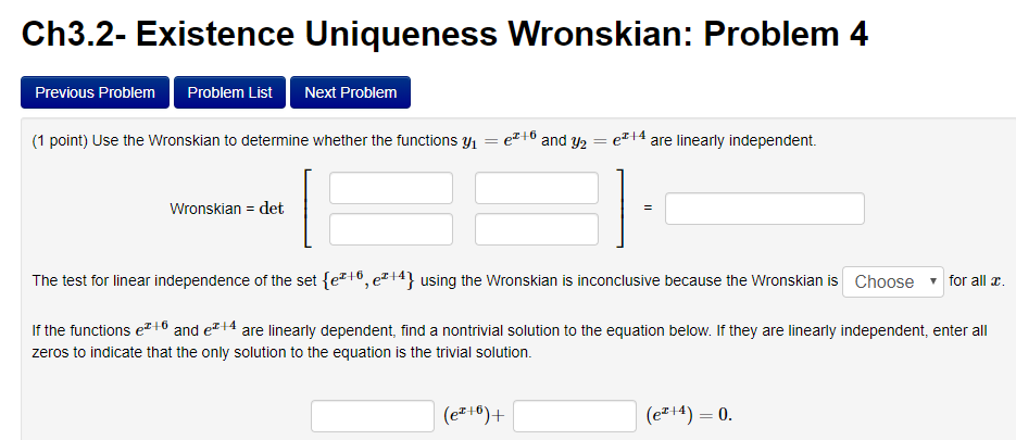 Solved Ch3.2- Existence Uniqueness Wronskian: Problem 4 | Chegg.com