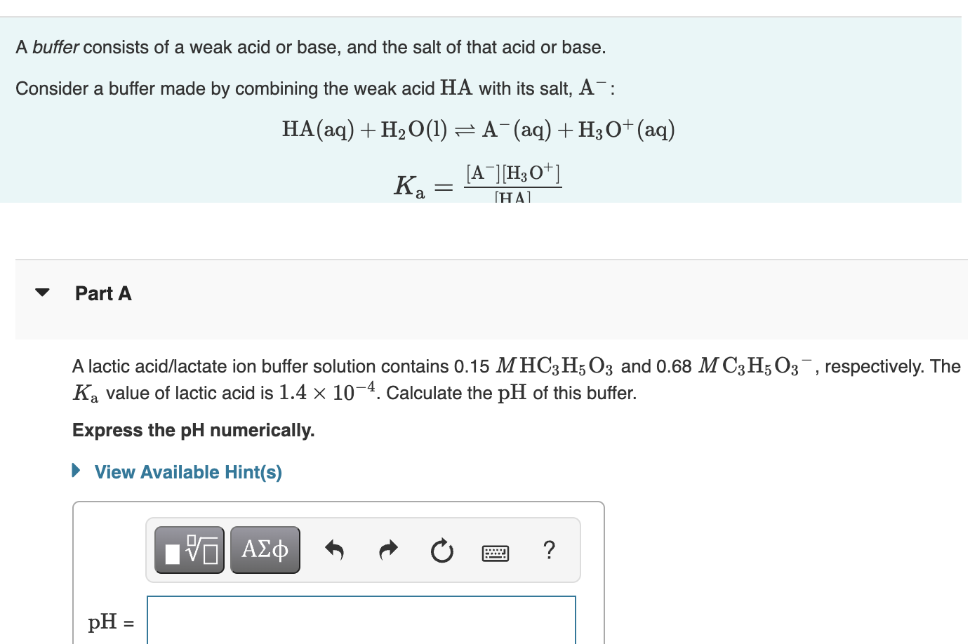 Solved A buffer consists of a weak acid or base, and the | Chegg.com