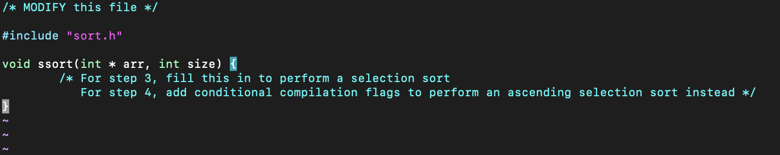 Solved Your task is to implement ssort function in sort.c so | Chegg.com