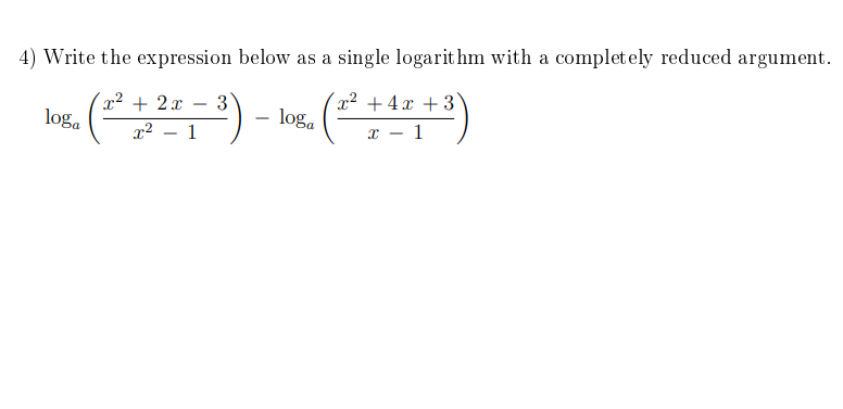 Solved 4) Write the expression below as a single logarithm | Chegg.com