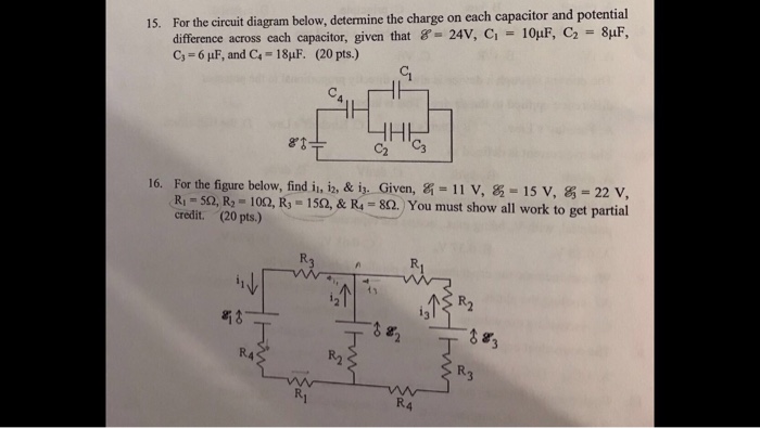 Solved For the circuit diagram below, determine the charge | Chegg.com