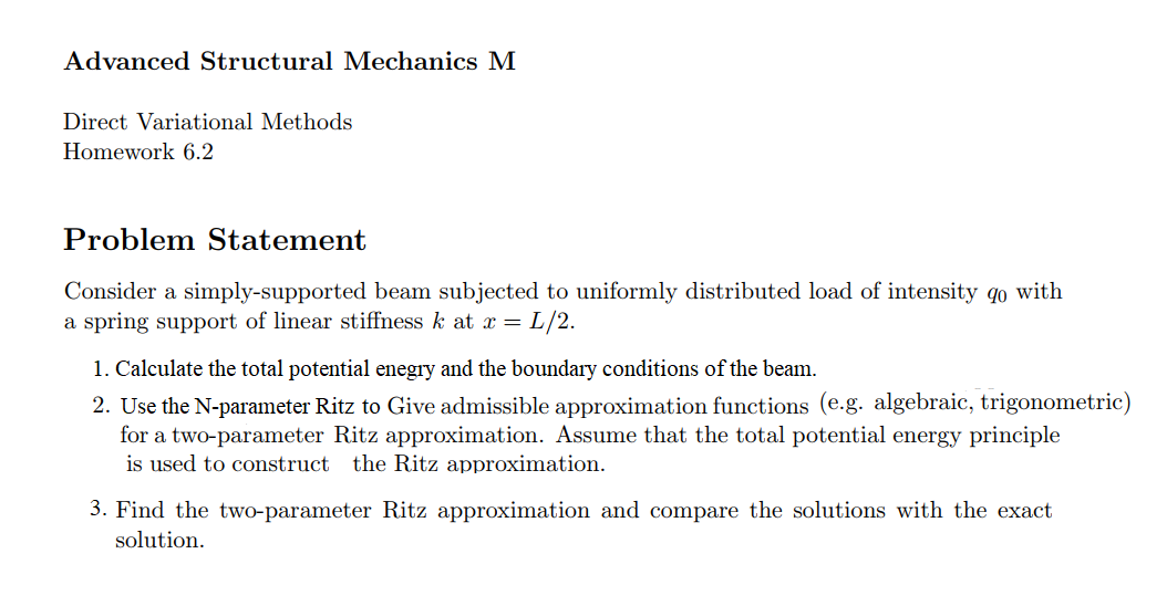 Advanced Structural Mechanics M Direct Variational | Chegg.com
